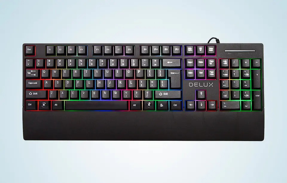 Delux K9852u 104 Key Usb Wired Membrane Keyboard With Rgb Backlighting