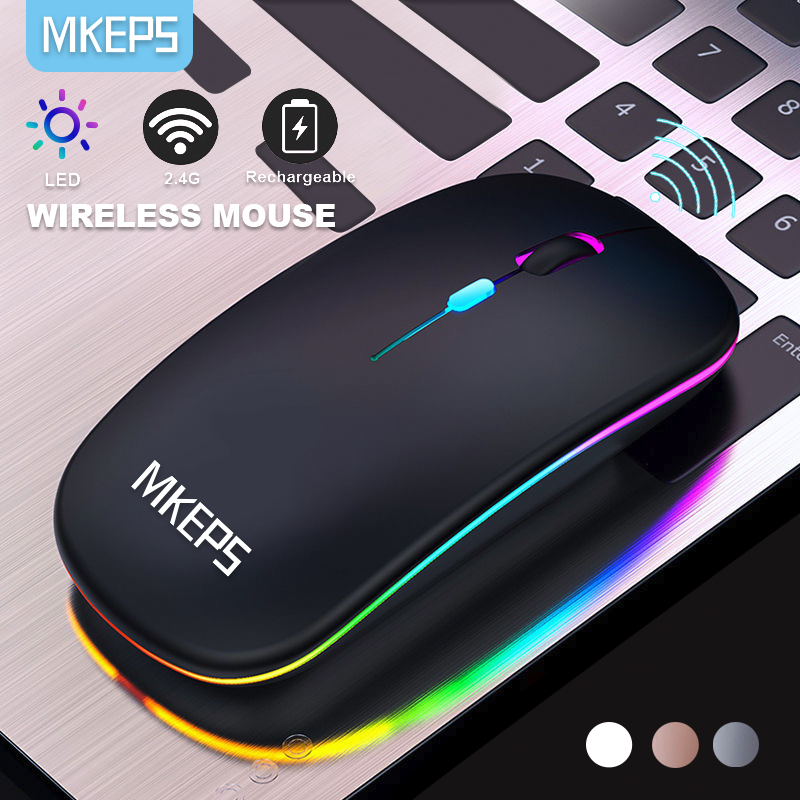 MKEPS LED Wireless Mouse Basic Mice Silent Gaming Mouses Rechargeable ...
