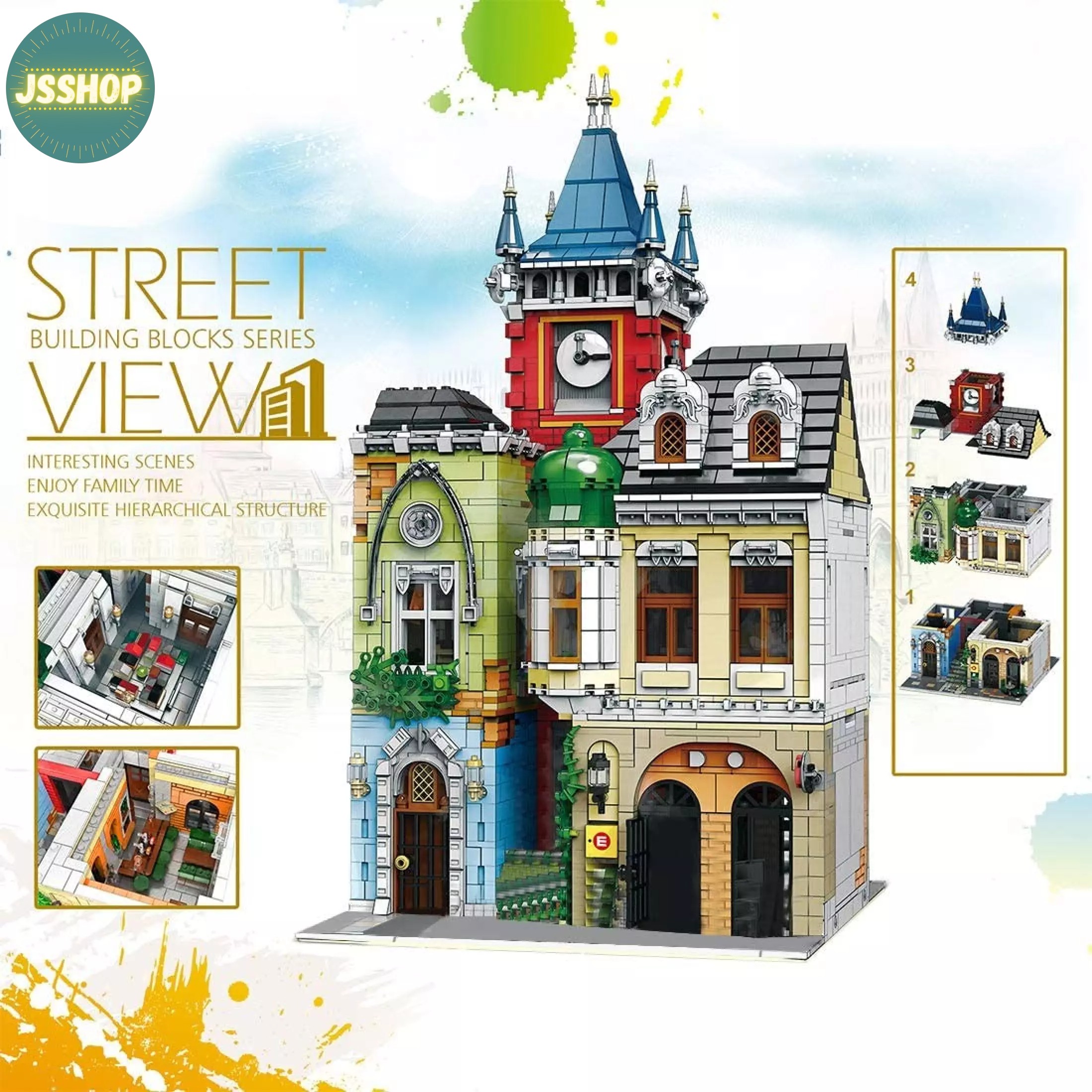 3474Pcs QL0919 Building Blocks City Street View Series Corner Mall ...