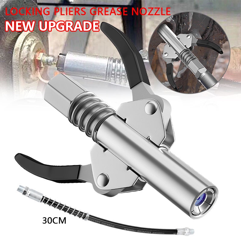 Locking Grease Gun Tip COMVIEE Grease Gun Coupler, Double Handle Quick ...