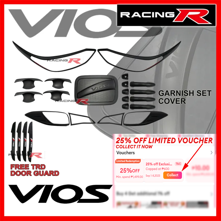 Shop Toyota Garnish Set For Vios 2024 with great discounts and prices ...