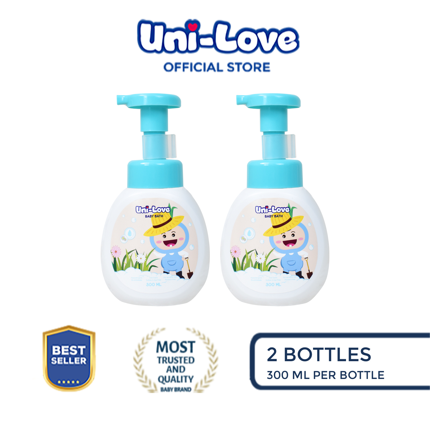 UniLove Baby Bath (Floral Scent) 300ml Bottle of 2
