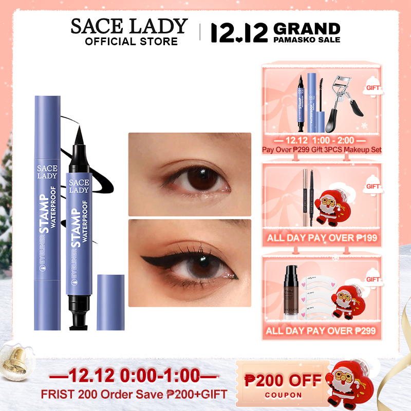（Delivery in 3 days）SACE LADY Eyeliners Stamp Black Stamp Double-head ...