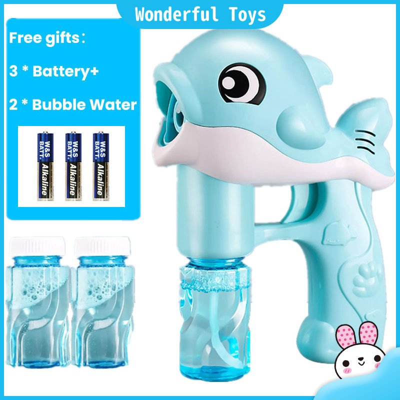 【Ready Stock】Fully Automatic Dolphin Bubble Gun For Children（Free gifts ...
