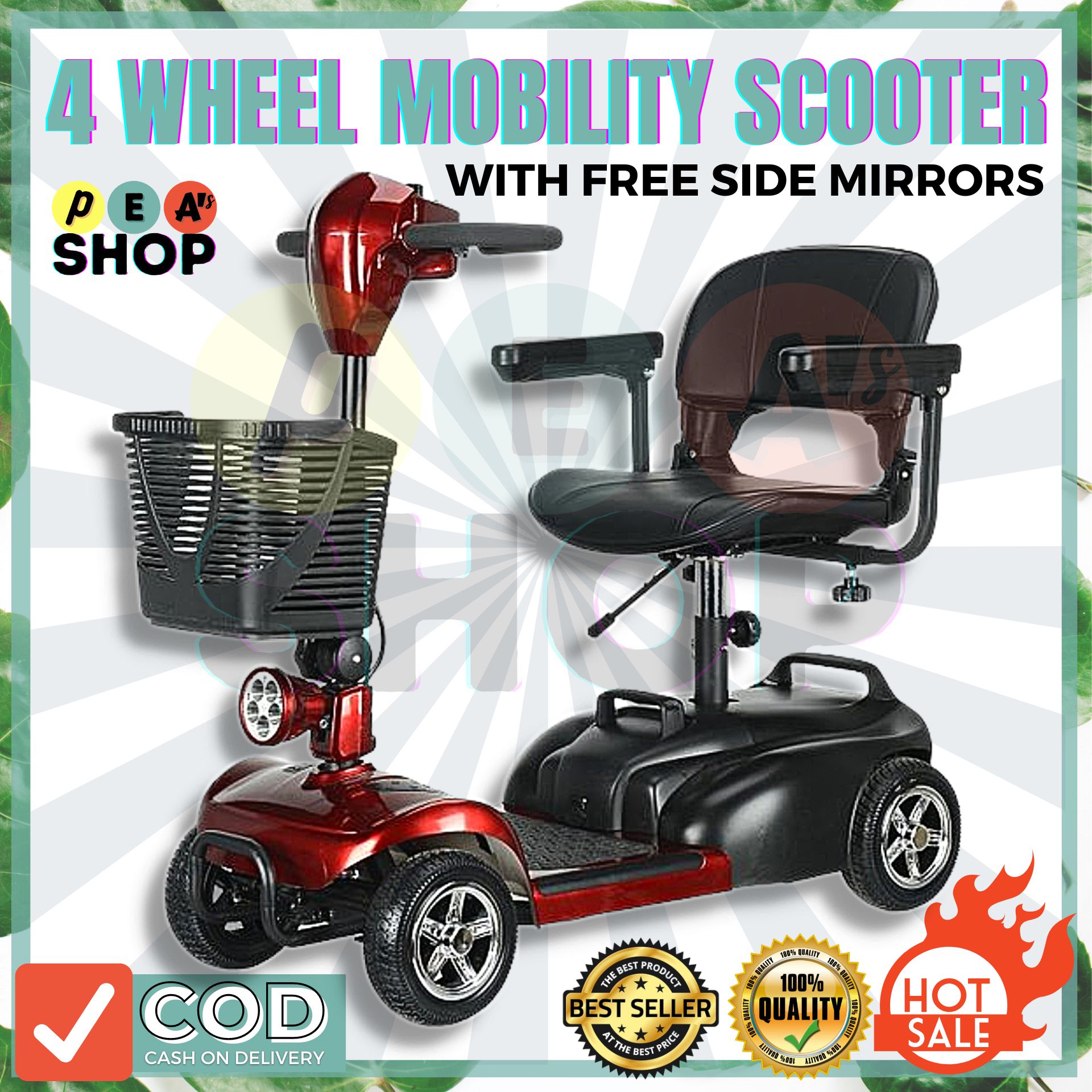 Pea's Shop PREMIUM QUALITY 4 Wheel Mobility Scooter / Mobility Electric ...