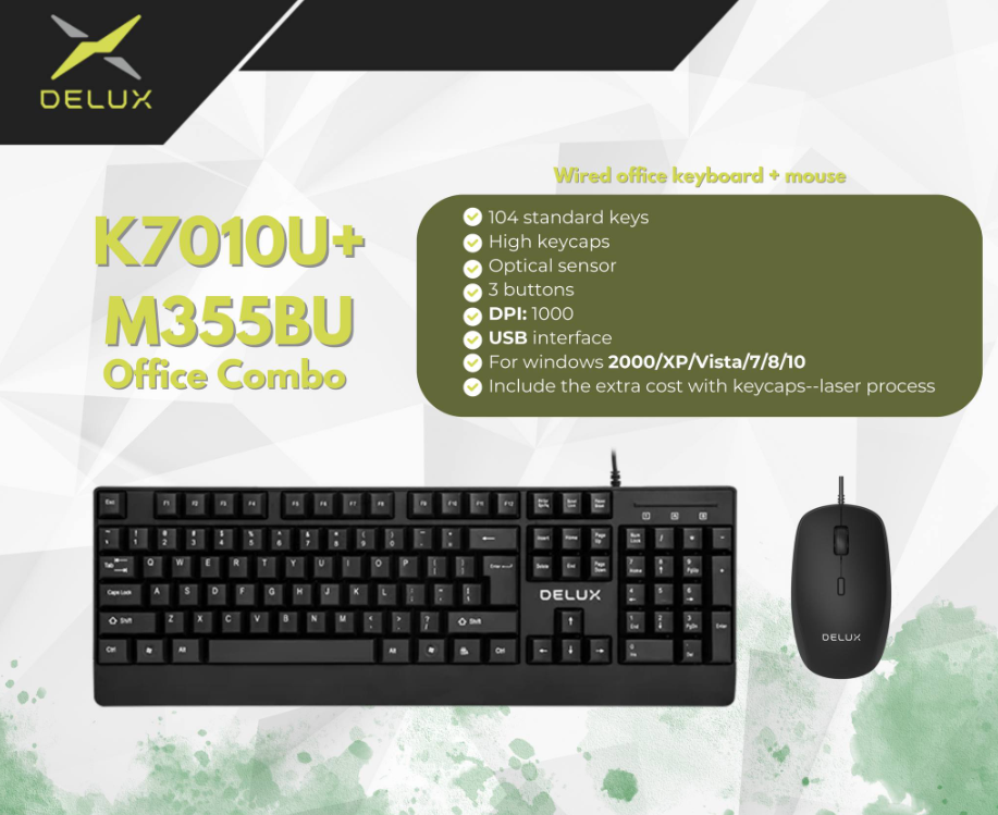 Delux K7010U + M355BU Wired Office Keyboard and Mouse Combo – Collinx ...