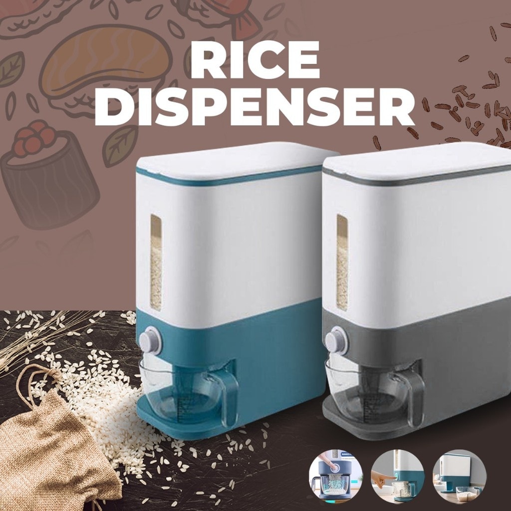 12KG Graduated Plastic Sealed Rice Bucket Storage Box Grain Dispenser ...