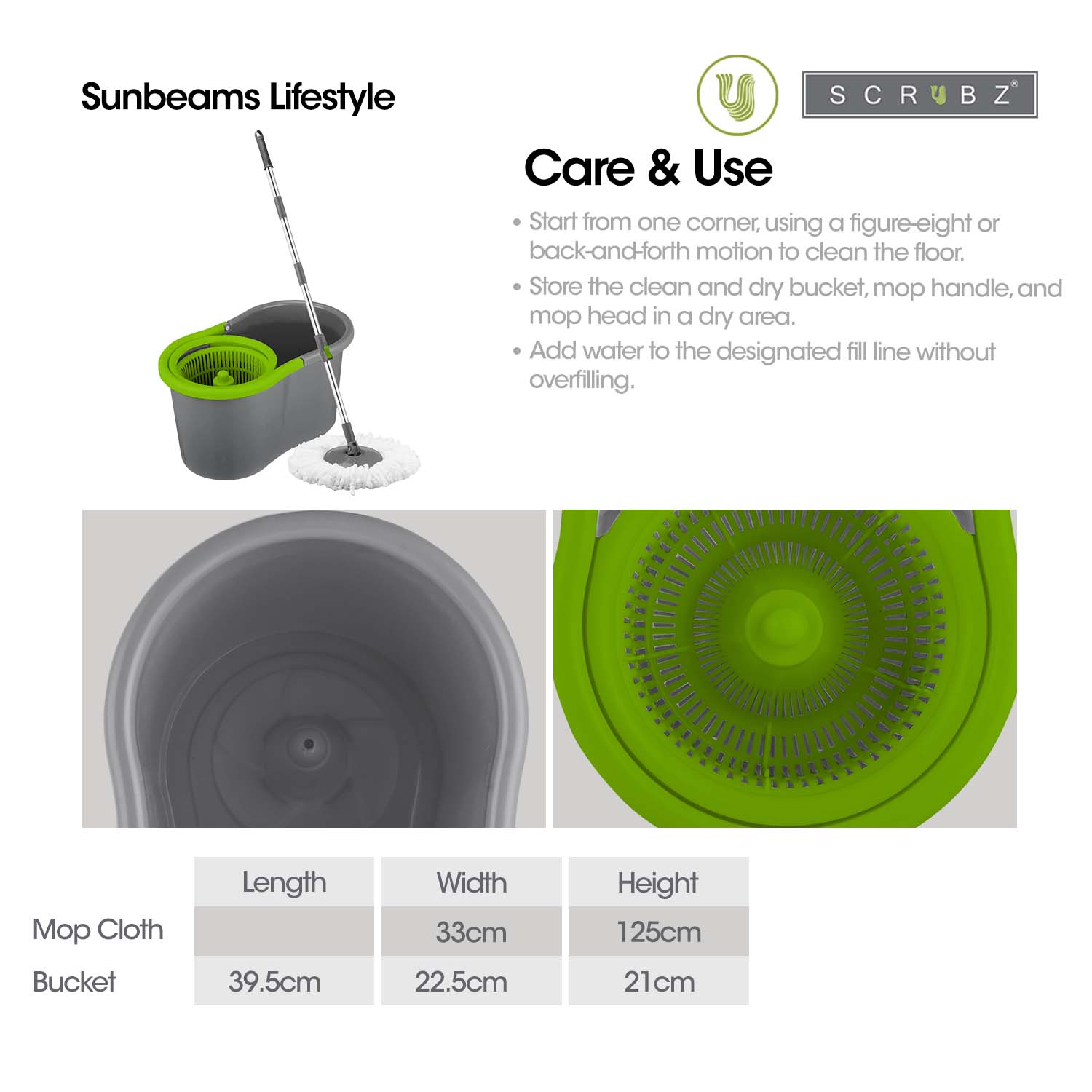 SCRUBZ Premium Microber Spin Mop, Magic Mop, Floor Cleaning Mop, Mop w ...