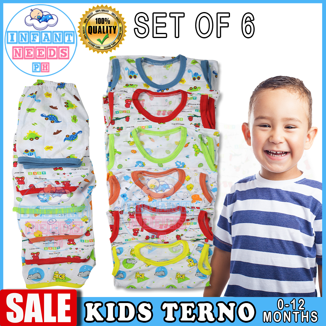 SET OF 6 Infant needs PH BOYS ASSORTED TERNO 100% Cotton Onesies ...