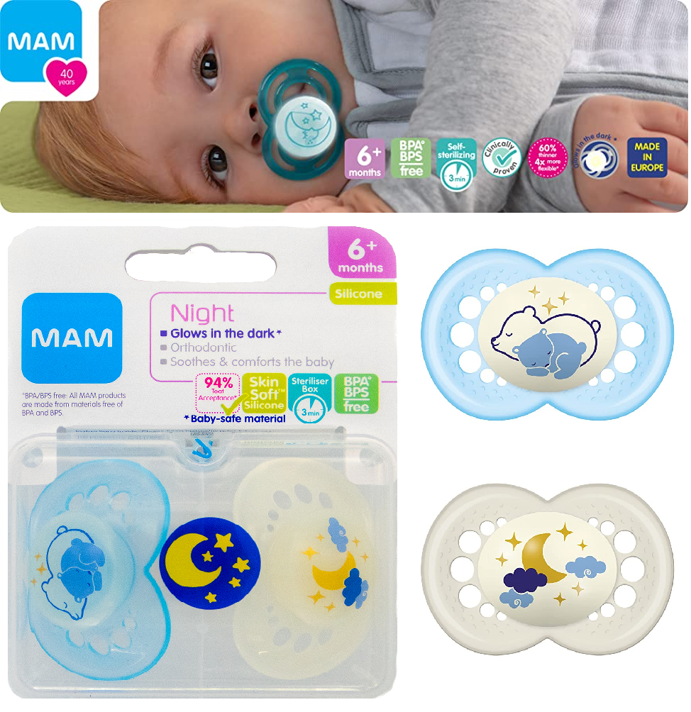 MAM Night Pacifiers MAM Pacifiers Months, Best Pacifier For Breastfed Babies, Glow In The Dark ...