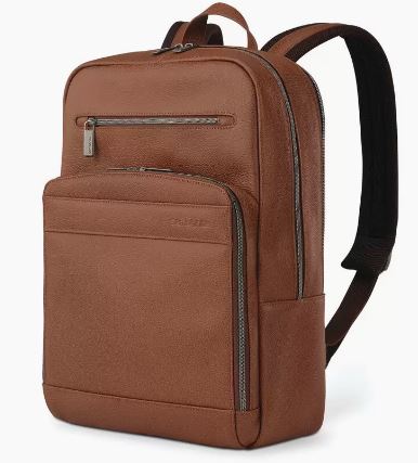 Slim Leather Bagpack - Travel Laptop Backpack, Business Anti Theft Slim ...