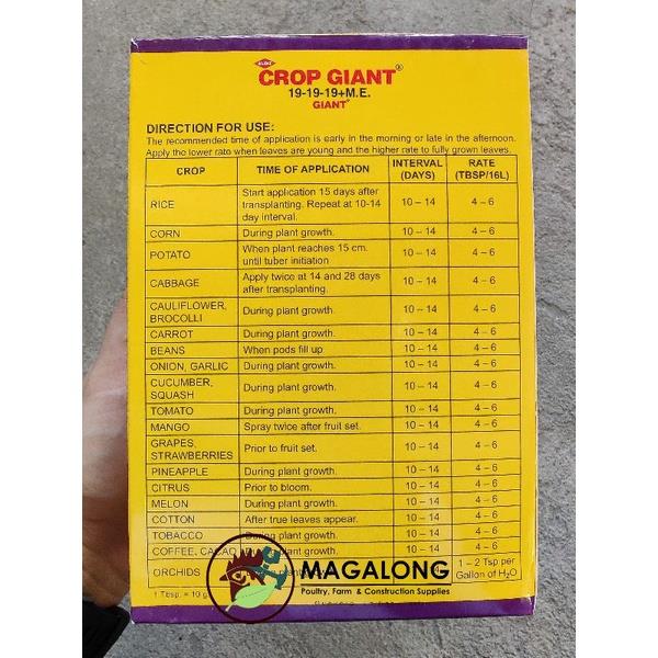 tool CROP GIANT 19-19-19 M.E. FOLIAR FERTILIZER - 1 KILO | Lazada PH