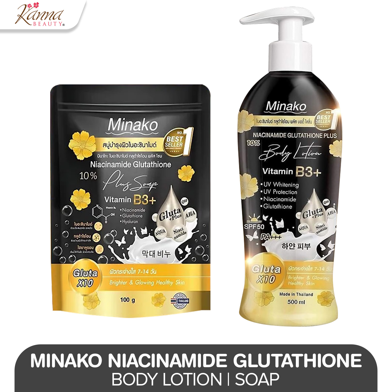 Minako Niacinamide Glutathione Plus 10% Body Lotion 500ml – Kanna Beauty
