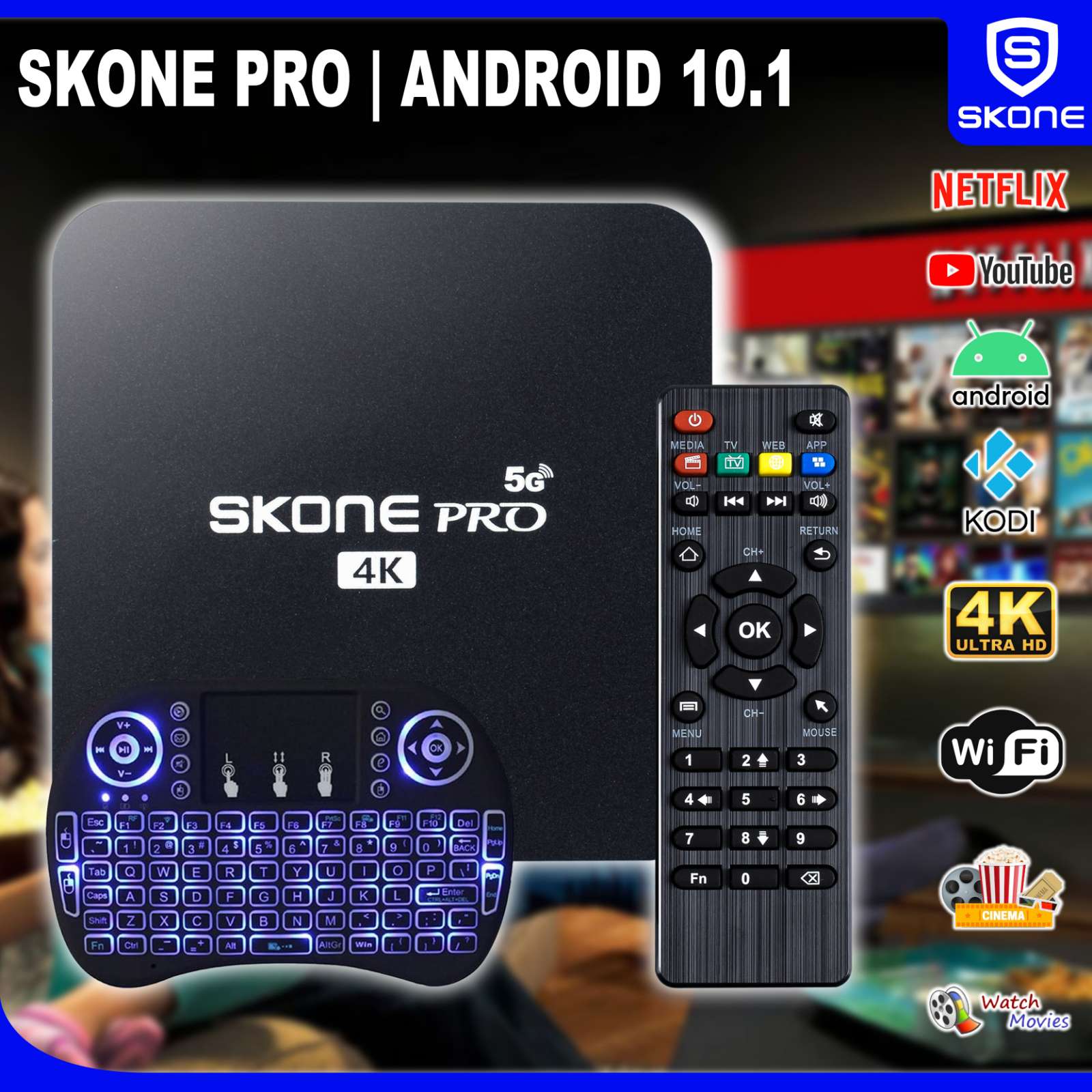 TV Box Android 10.1 OS Latest KD S905W 4K 2.4GHz WIFI Quad Core Smart ...