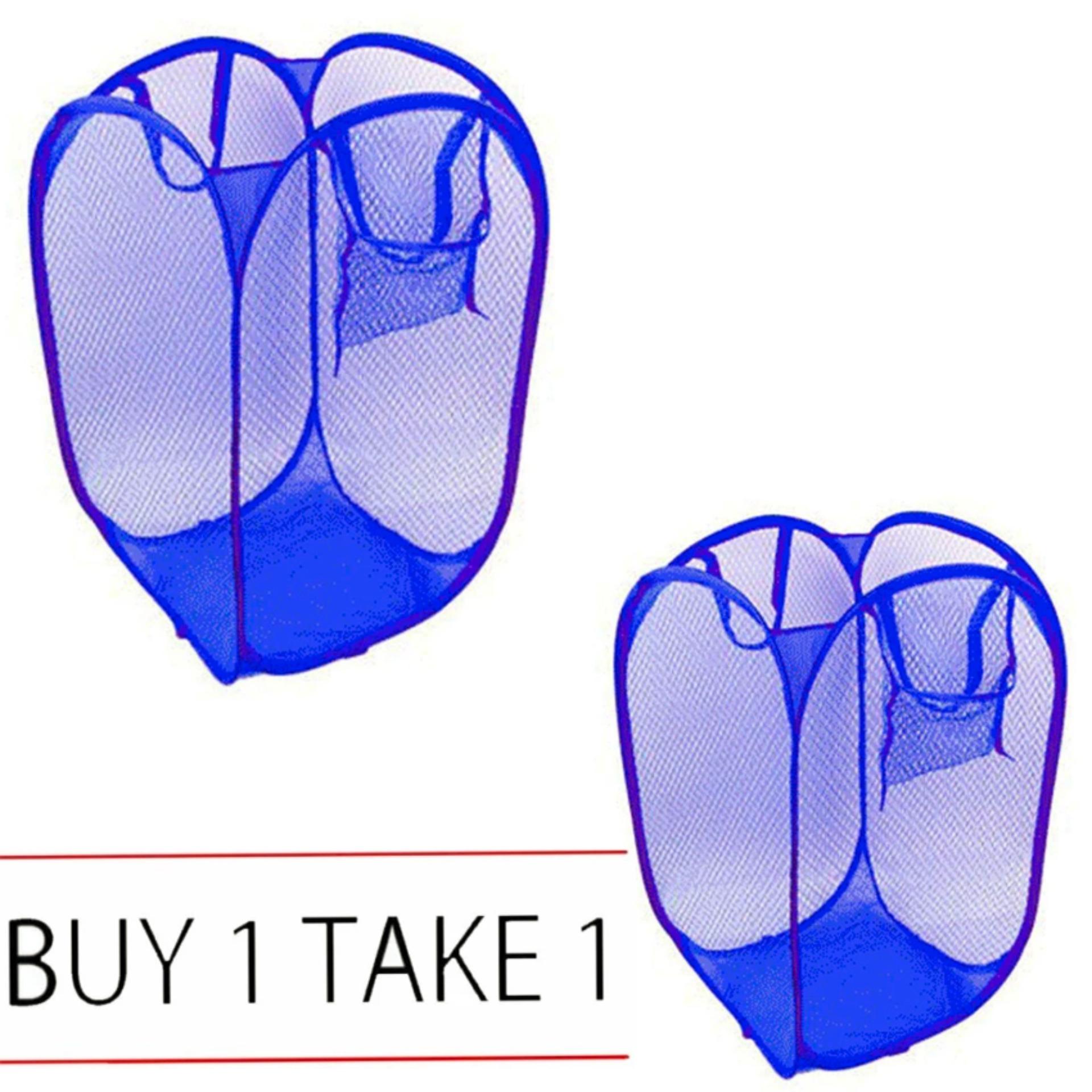 foldable-washing-laundry-basket-bag-pop-up-hamper-clothes-socks-mesh ...