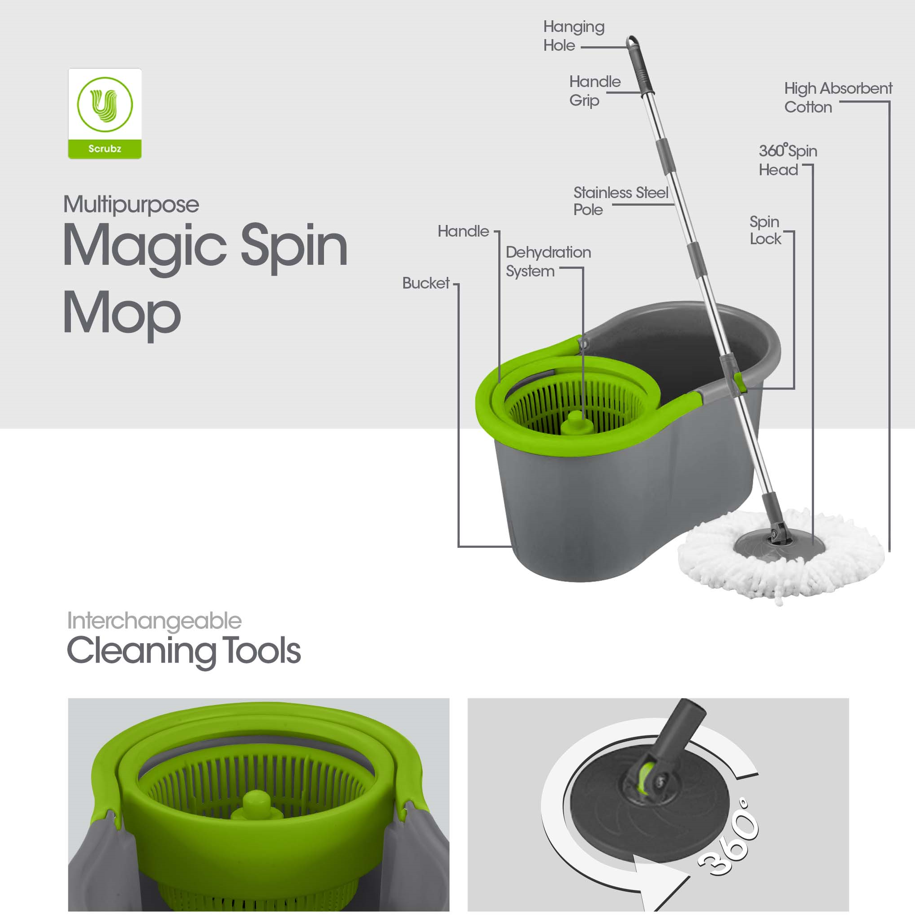 SCRUBZ Premium Microber Spin Mop, Magic Mop, Floor Cleaning Mop, Mop w ...