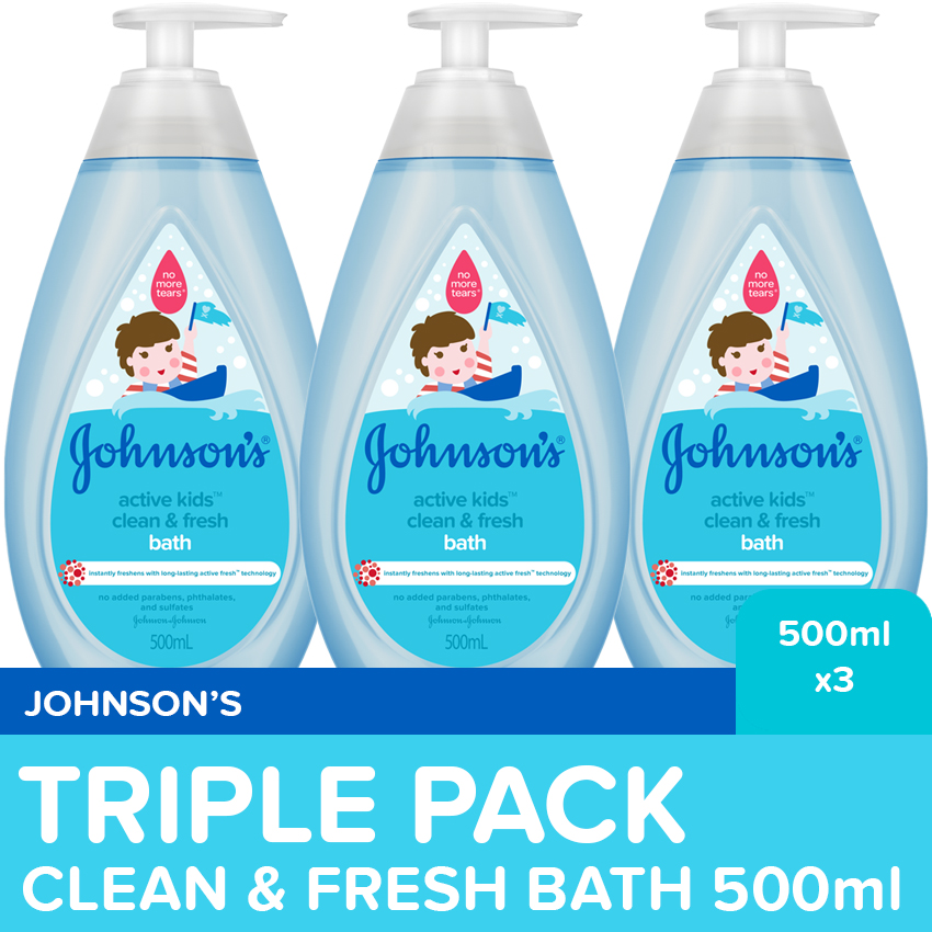Johnson's Active Kids Clean & Fresh Bath 500ml x 3