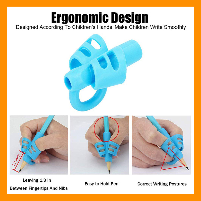5pcs Cartoon Silicone Pen Grip Beginner Writing Aid Tool Kids Toys Two ...