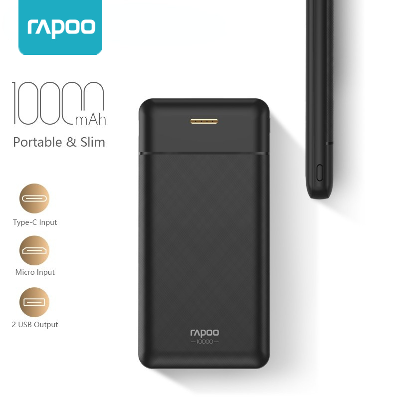 Rapoo S1005 10000mAh Powerbank Slim And Tiny Power Bank Li-polymer Fast ...