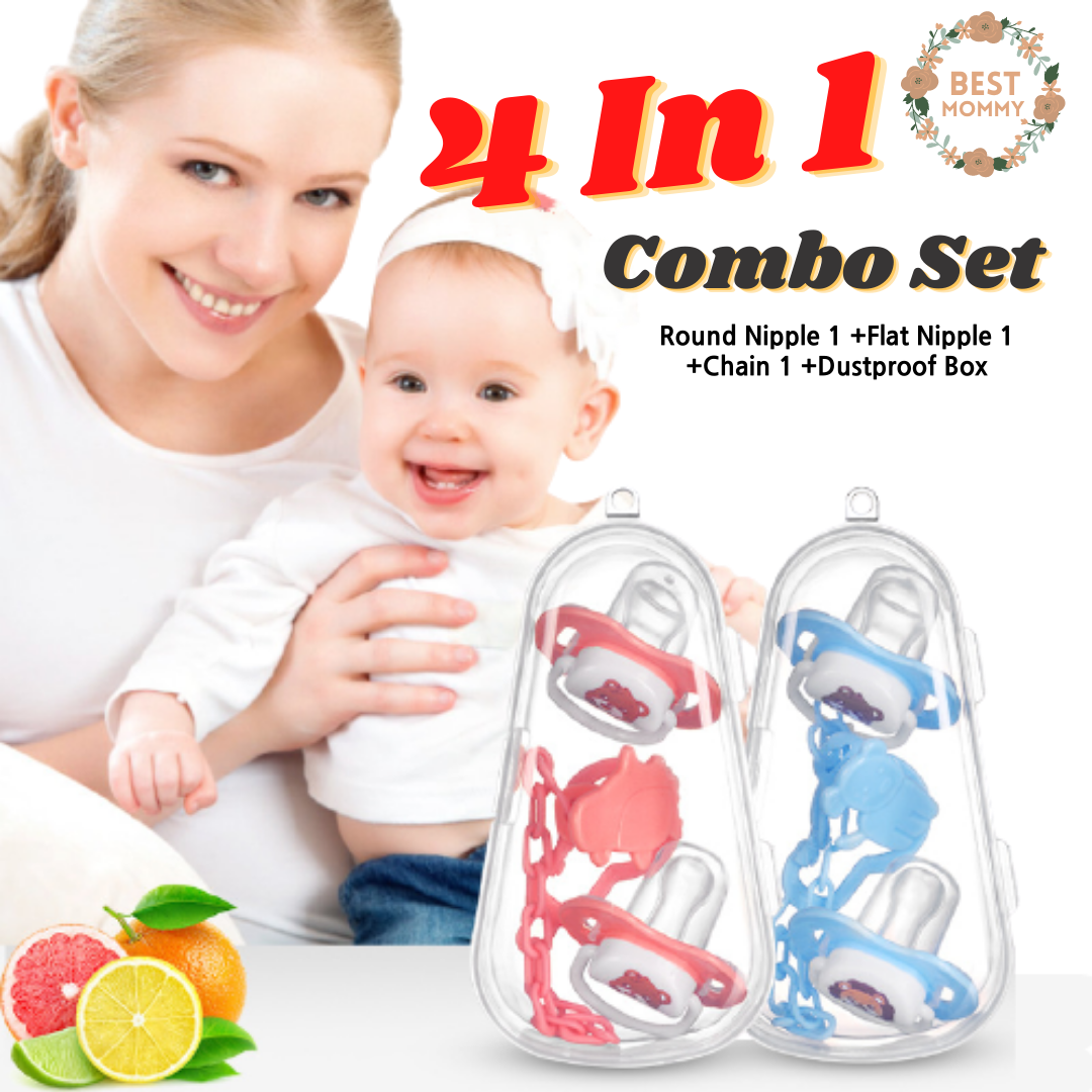 BESTMOMMY 4 In 1 Combo Baby Pacifier Set Pacifier 2 Pacifier 1 Chain 1 ...