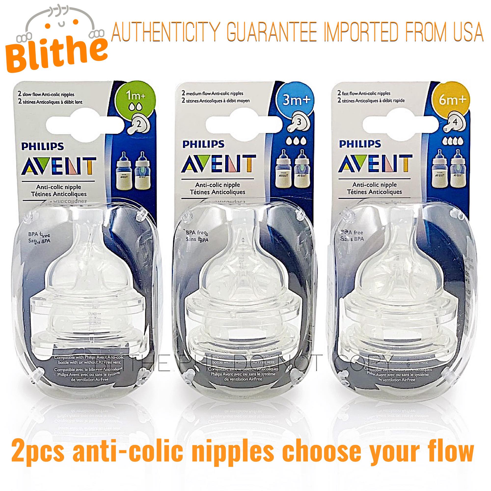 Philips AVENT Anti-Colic Nipple, Clear, Medium Flow #3 (2 Pack) Shopee ...