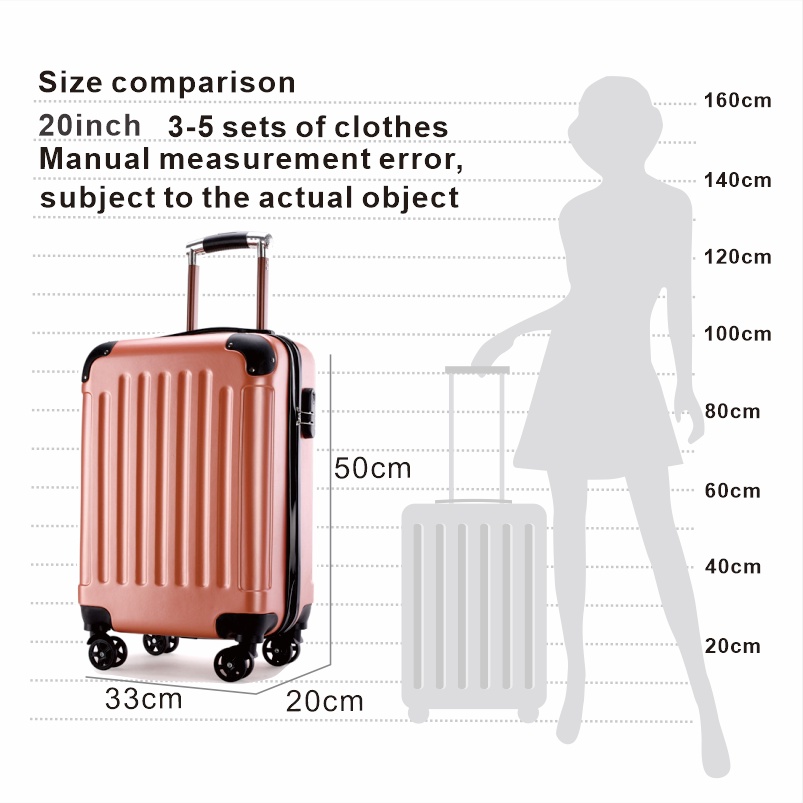 20 Inch ABS Suitcase on Wheels Women Fashion Travel Luggage Cabin ...