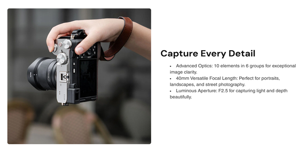 Viltrox 40mm f/2.5 Sony E-Mount (FE) Auto Focus Prime Lens Viltrox 40mm f/2.5 Sony E-Mount (FE) Auto Focus Prime Lens