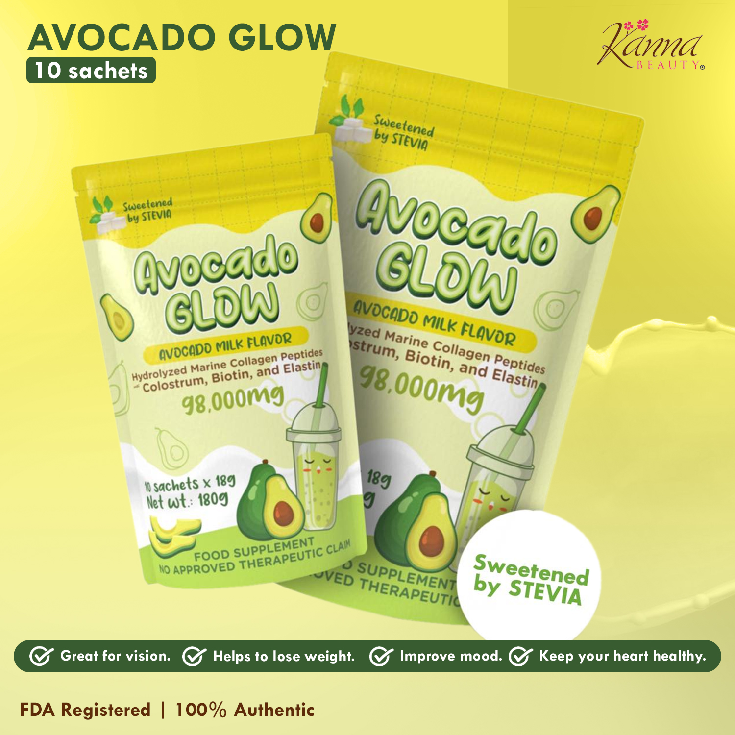 Avocado Glow Avocado Milk Flavor 10 sachets/Pack – Kanna Beauty