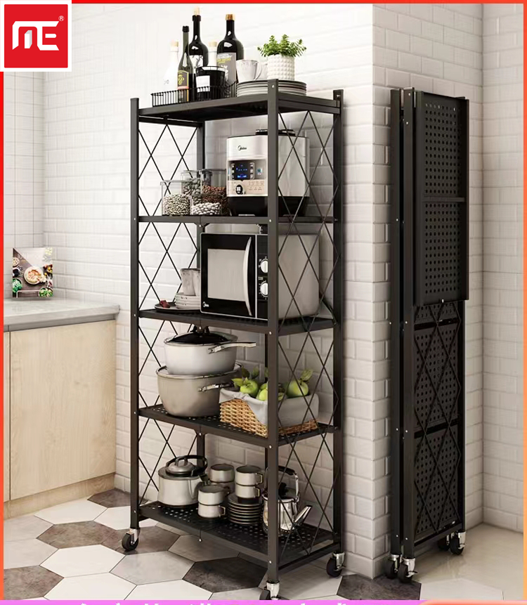 3-4-5 Layer Folding Kitchen Supplies Racks Installation-free Foldable ...