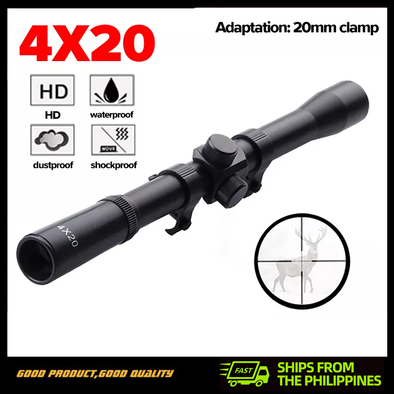 BSA OPTIC 4x20 OPTICS Scope with Bracket Mount Holder Outdoor Single ...