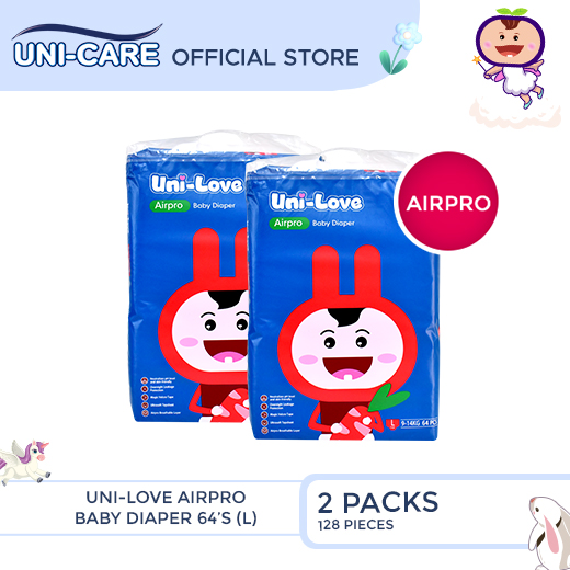 Uni-Love Airpro Baby Diaper Big Pack 64's (Large) Pack of 2