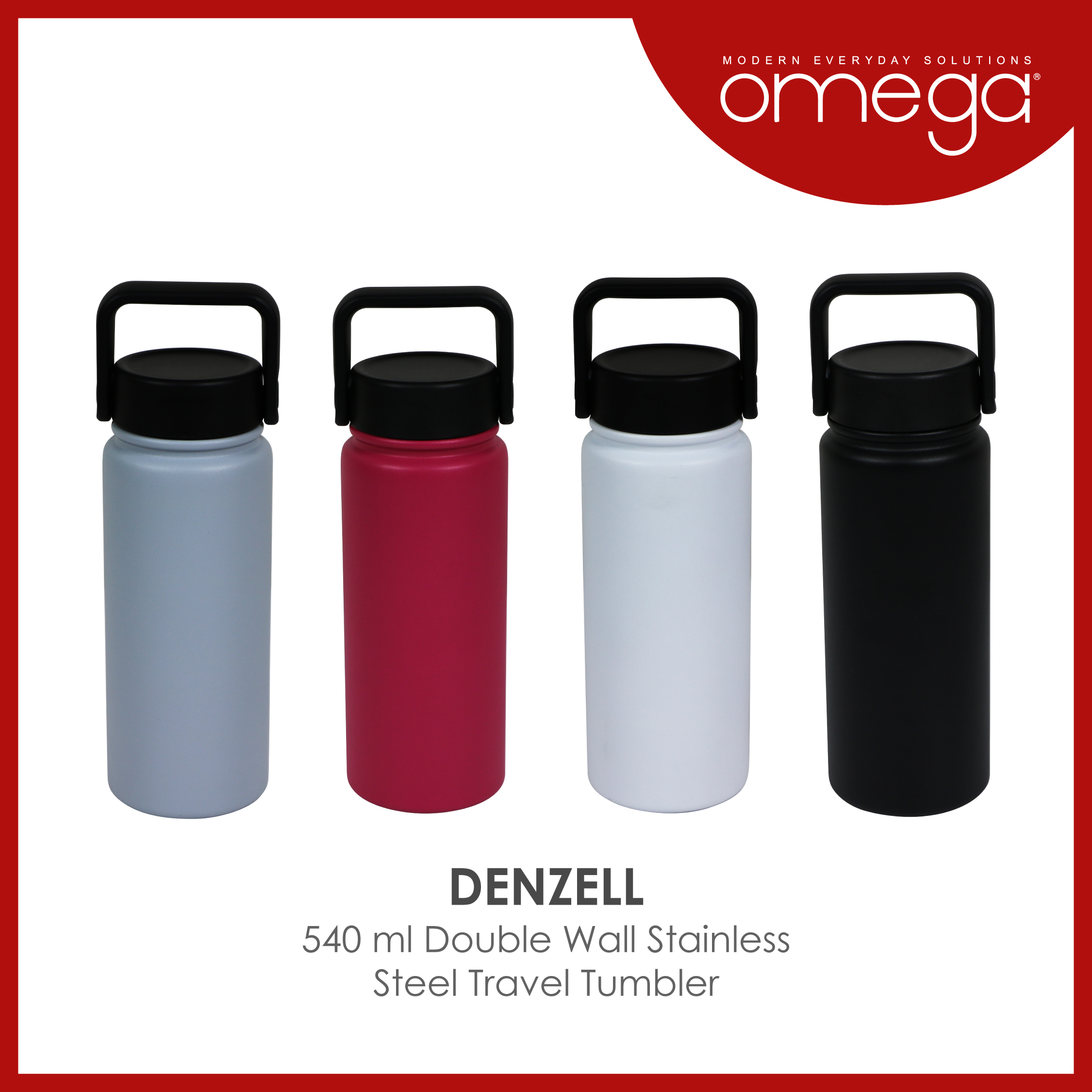 Omega Houseware Denzell Double Wall Insulated Stainless Steel Drinking Water Bottle & Travel ...