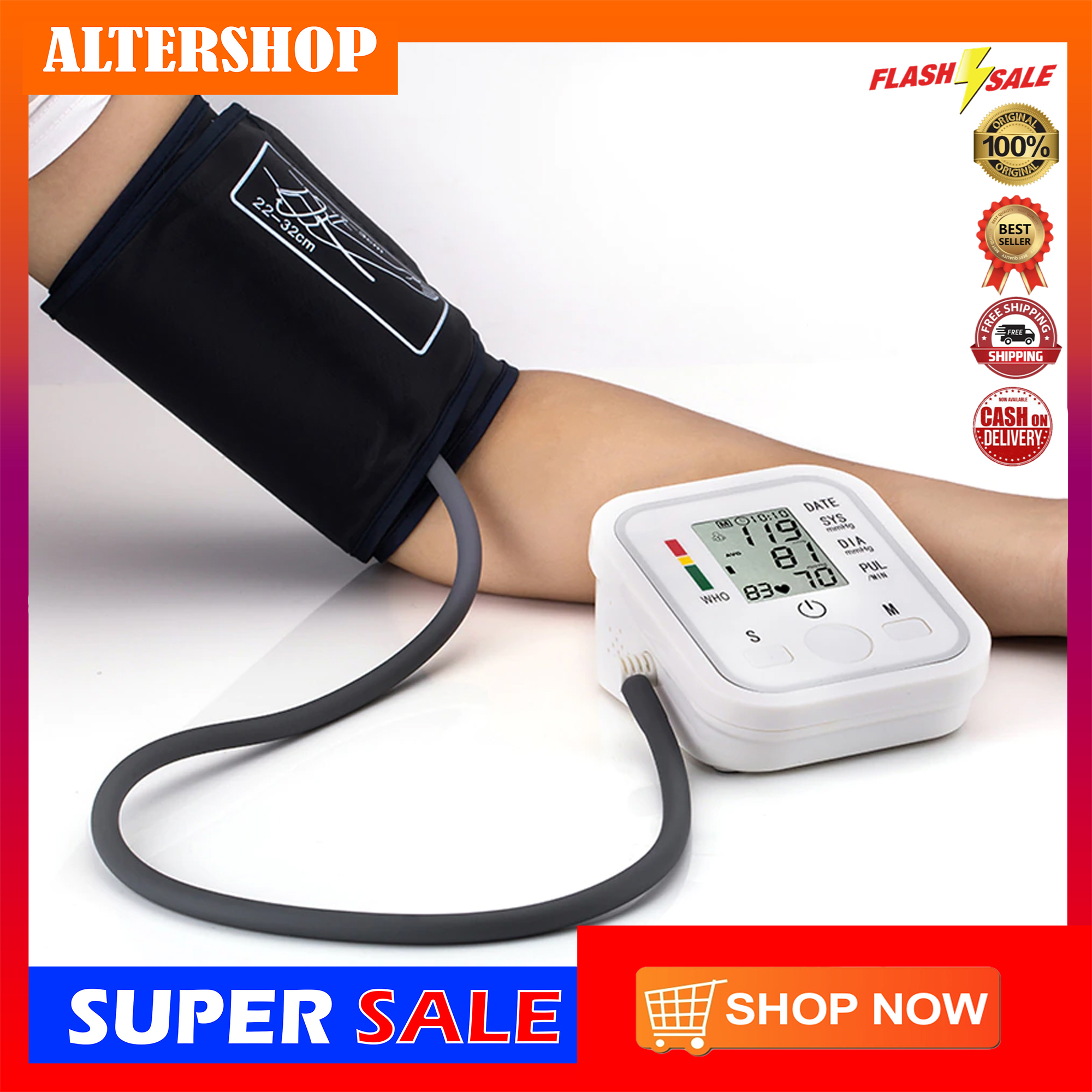 ORIGINAL ELECTRONIC BLOOD PRESSURE MONITOR ARM TYPE, ARM STYLE BLOOD PRESSURE MONITOR, BP ...