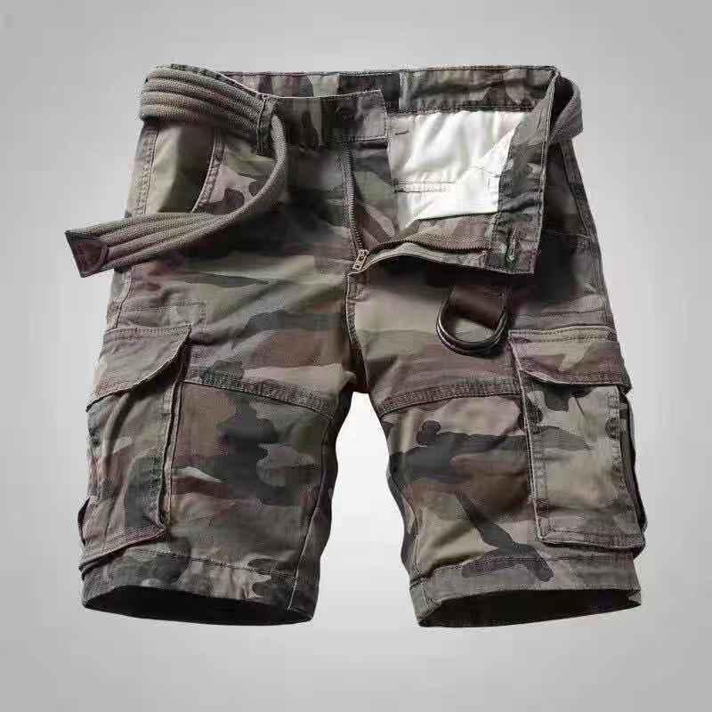 Camouflage Cargo six pocket short w/belt thick cotton for men