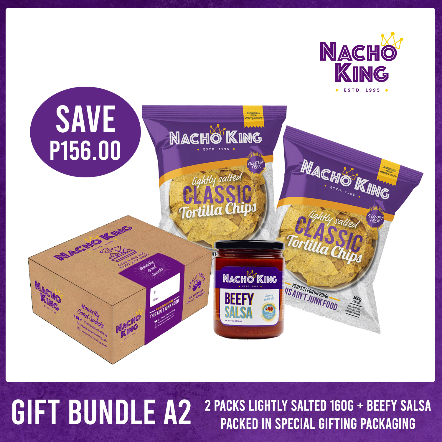 Nacho King Gift Bundle A - 2's Nacho King Lightly Salted 160g + Choice ...
