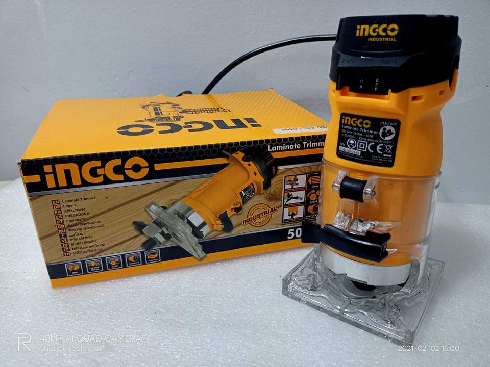 FREE SAFETY GOGGLES Ingco Laminate Trimmer With With 1/4 12pcs Of ...