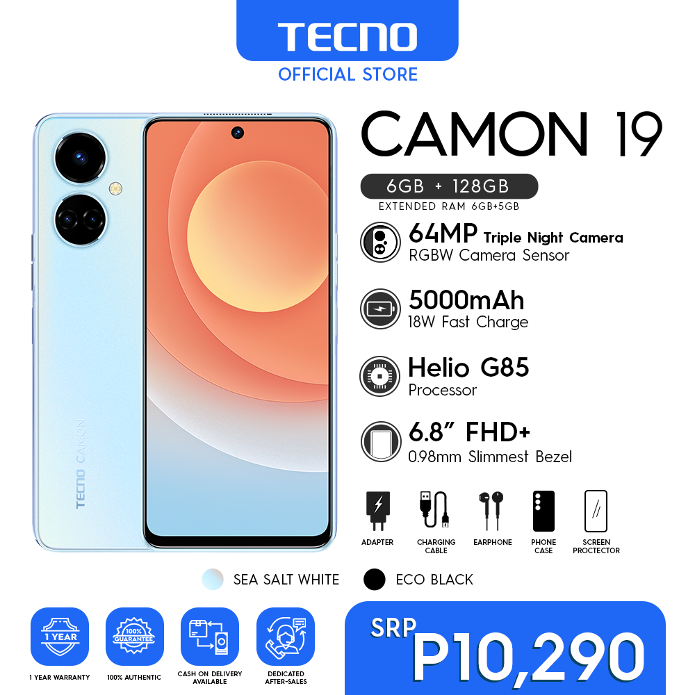 TECNO Camon 19 6GB RAM+128GB ROM Model; CI6n with Freebie DITO SIM