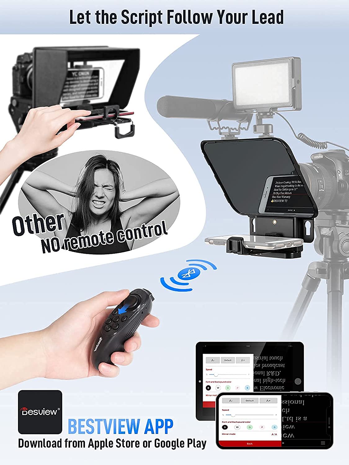 Bestview / Desview Bluetooth Remote Control for Teleprompter Video Cam ...