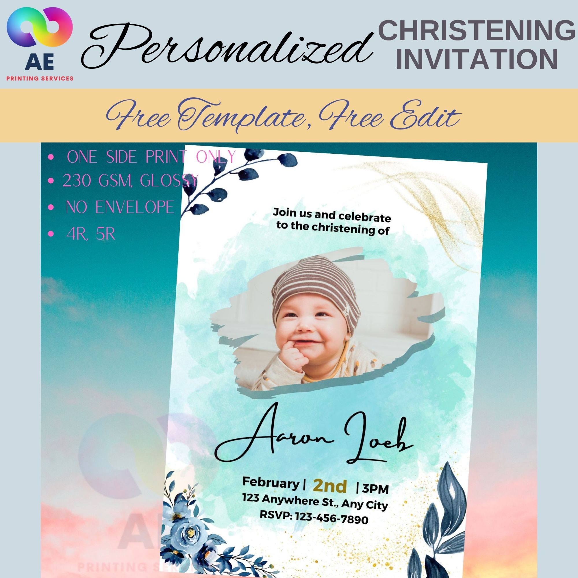 Invitation Card Design Christening Baptism Ceremony Invitation Card In