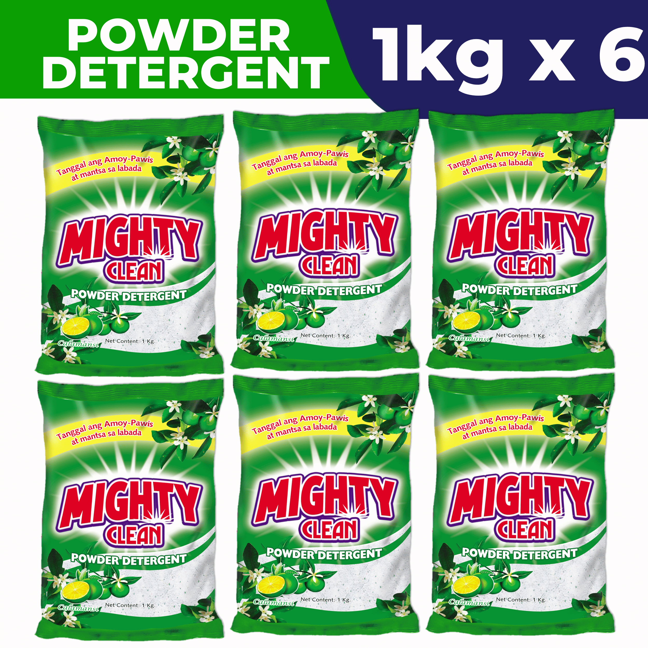 Mighty Clean Detergent Powder Calamansi - Powder (green) - SET 6 Kilos ...