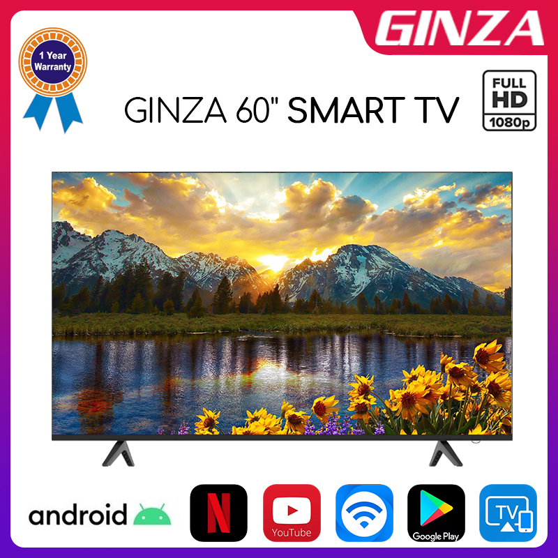 GINZA SMART TV 50 55 60 inches Android 9.0 TV Large inch 1080p 60hz ...