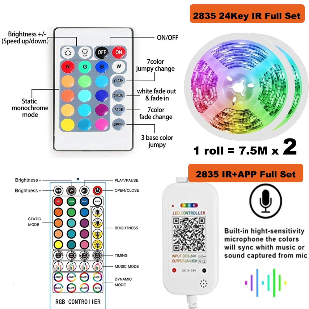 Led Strip Light 5050/2812/2835 40M 30M 20M 15M 10M 5M Waterproof RGB ...
