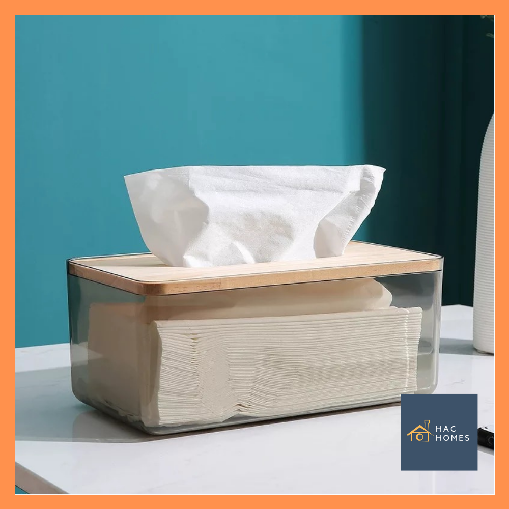 HAC HOMES Nordic Wood minimalist tissue box with cover household living ...