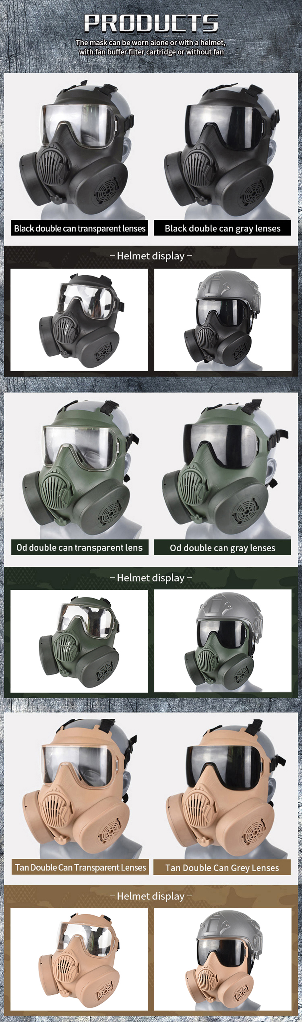 Gas Masks Tactical Airsoft Gas Mask - Full Face Respirator With Built ...