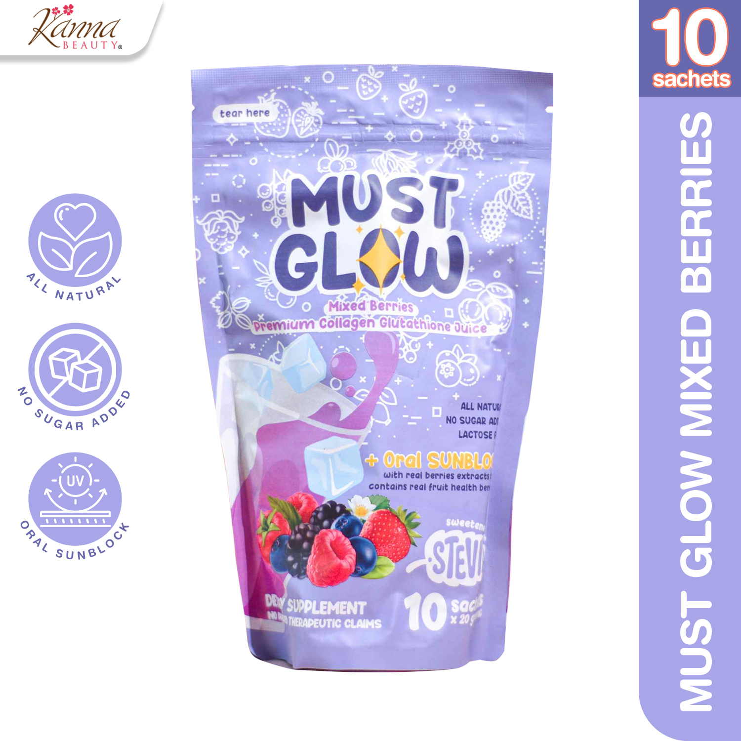 Must Glow Mixed Berries Premium Collagen Glutathione Juice Drink | Oral ...