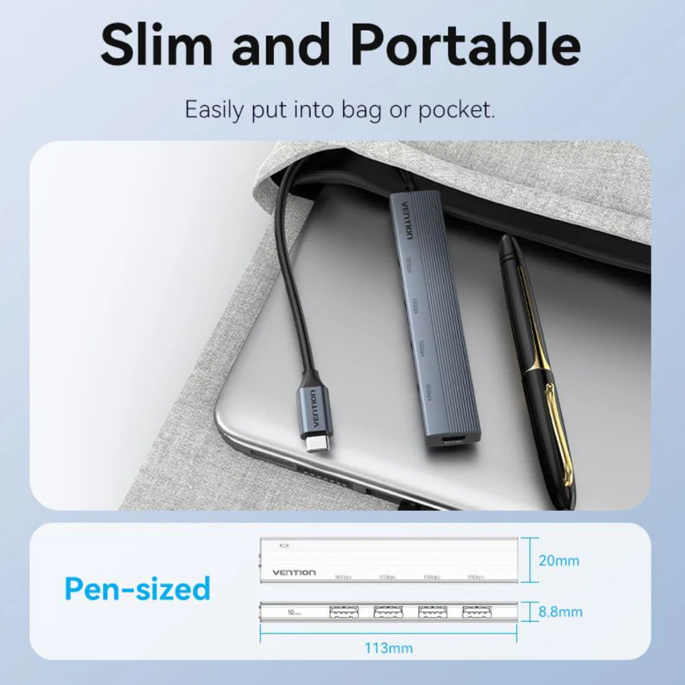 Vention USB 3.2 Gen 2 Hub with Type C Power Supply Port, 10Gbps High-S ...