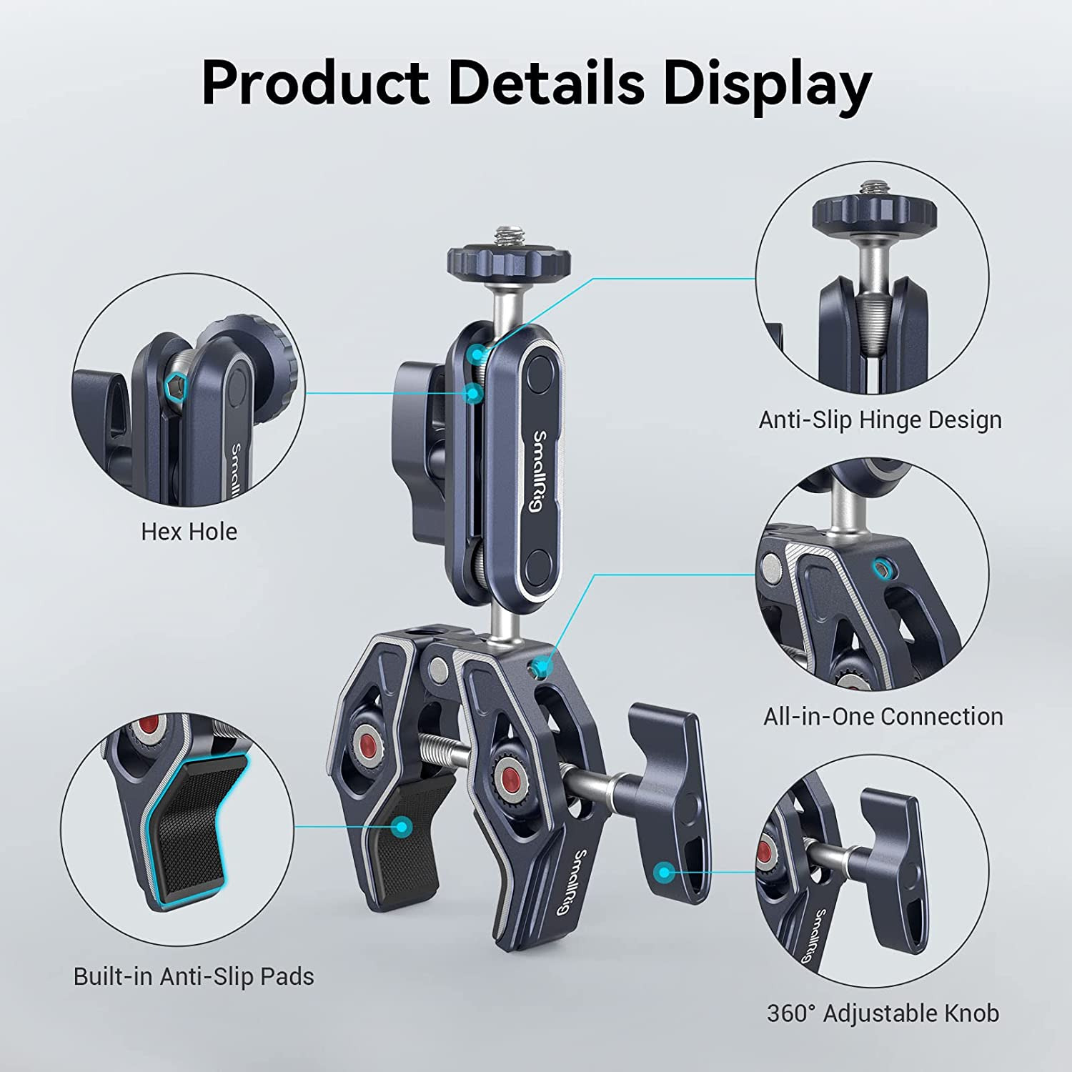 SmallRig Crab-Shaped Clamp with Ballhead Magic Arm with 3.5Kg Load Cap ...