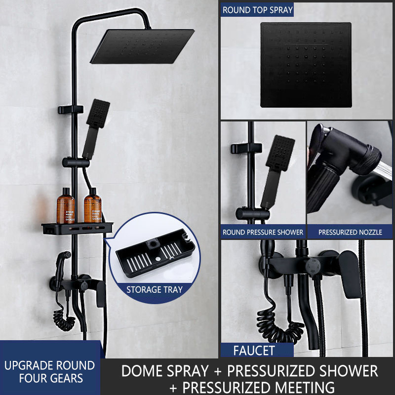 304 Stainless Steel Bathroom 4 in 1 Round Shower Set with Rainfall ...