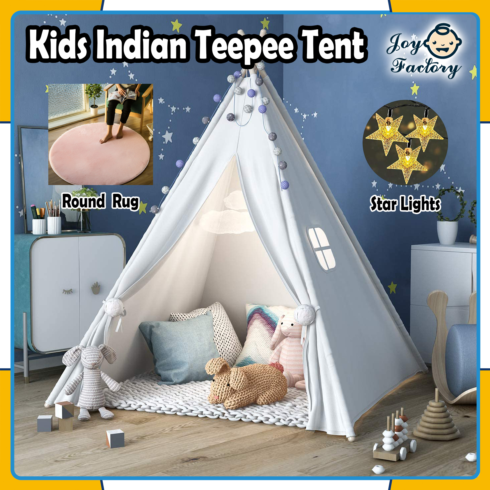 Kids Teepee Tent Cotton Canvas Play Tent Play House Indian Children Toy ...