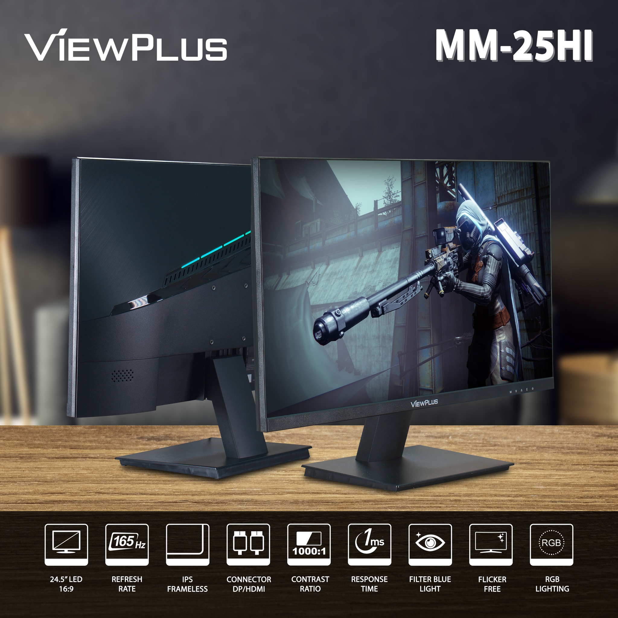 Netcodex.ph: ViewPlus 25” IPS 165Hz Gaming Monitor MM-25HI, FHD, DP ...